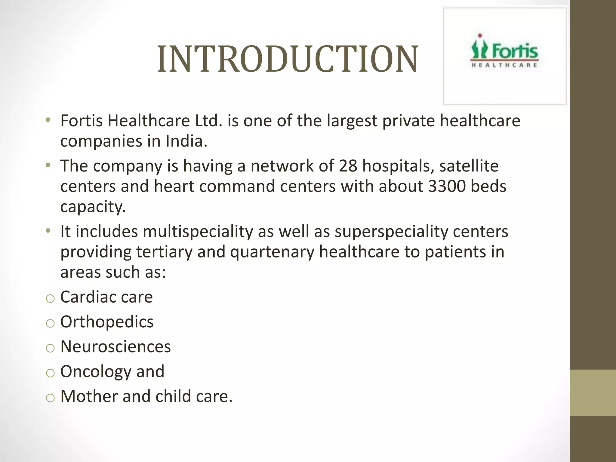 Fortis Hospital (India) Analysis | PPTX
