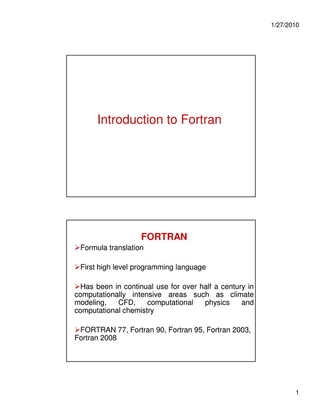 Fortran Introduction Pdf Programming Languages Computing