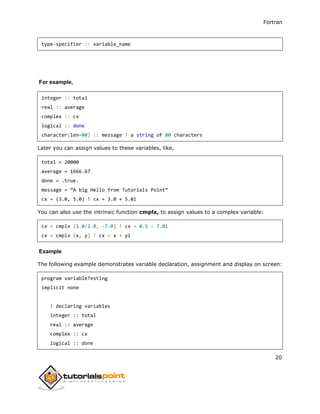 Fortran tutorial | PDF