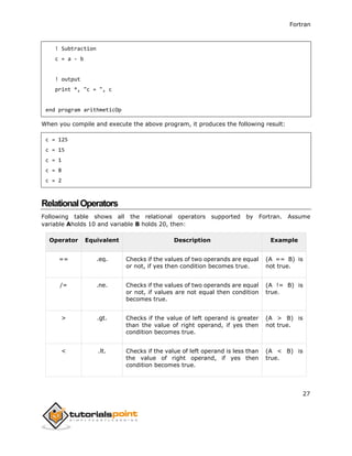 Fortran tutorial | PDF | Programming Languages | Computing