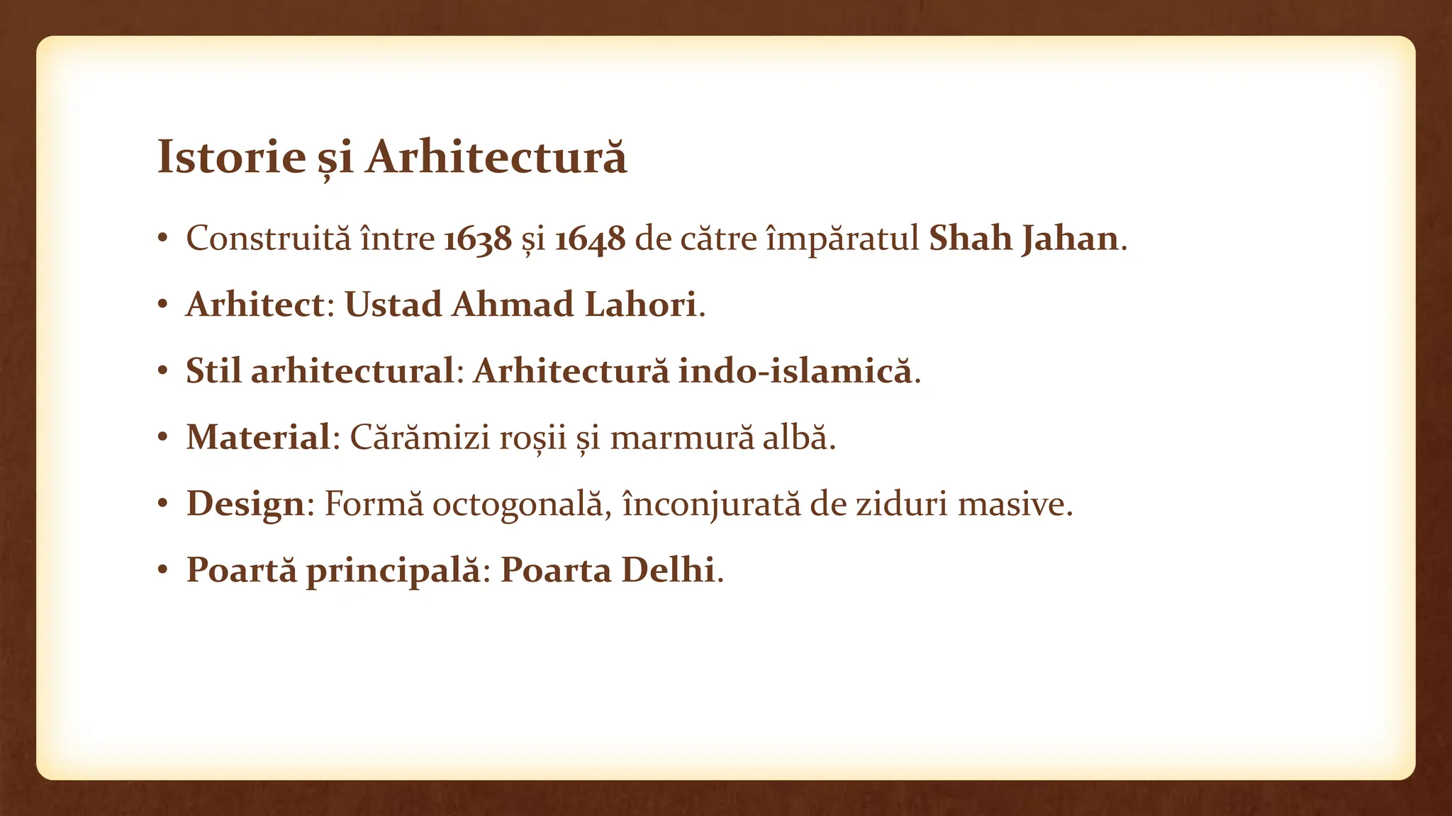 Proiect la Geografie despre Fortărețea Roșie din New Delhi India, | PPTX