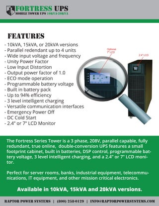 Commercial UPS - Raptor Power Systems | PDF