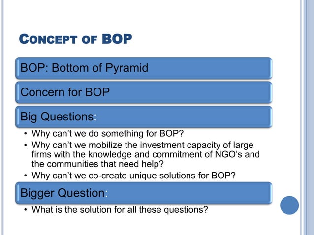 Fortune at the bottom of the pyramid | PPT