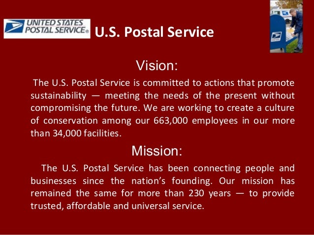 U.S. Postal Service Vision: The