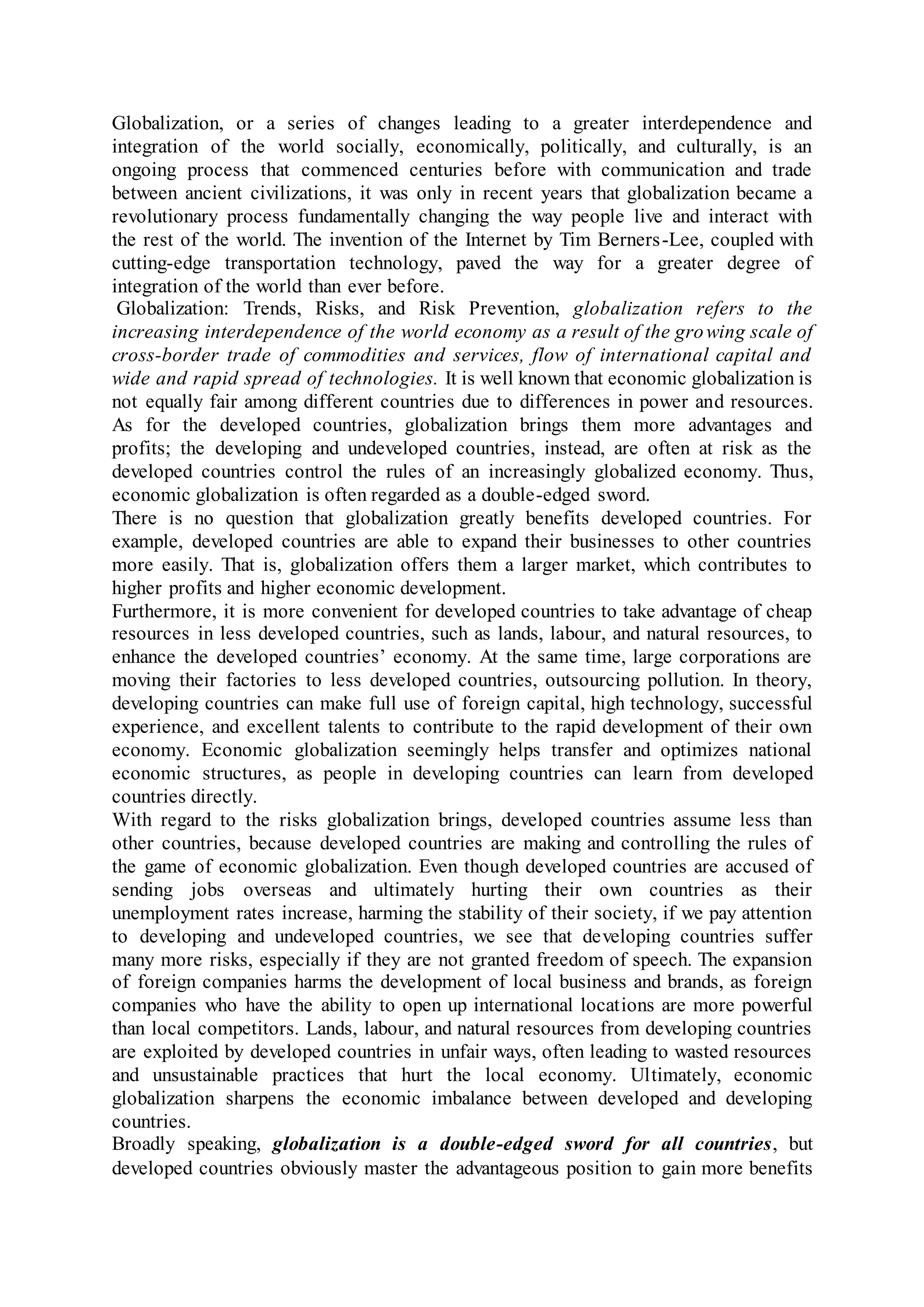 Globalisation | DOCX