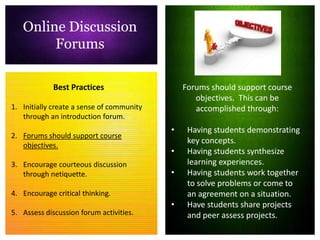 Forum Best Practices | PPTX | Educational Assessment | Education