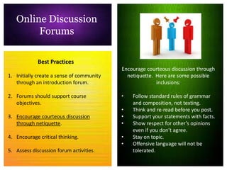 Forum Best Practices | PPTX | Educational Assessment | Education