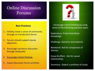 Forum Best Practices | PPTX | Educational Assessment | Education