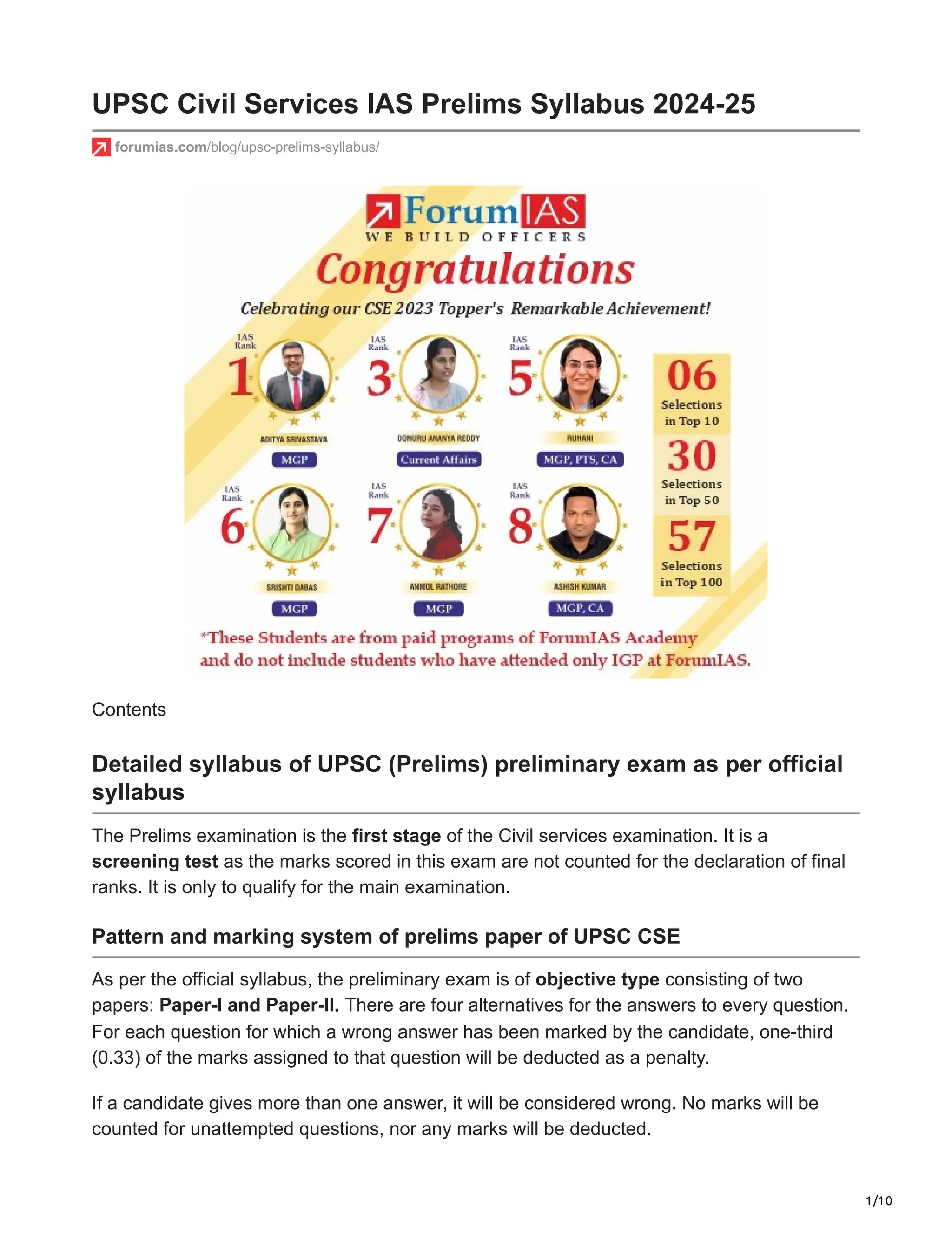 UPSC Prelims Syllabus 2024-25 | Civil Services Exams | PDF