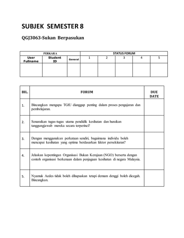 Forum qgj 3063 sukan berpasukan | PDF