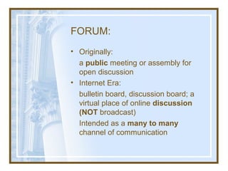 Using Online Forums in Educational Settings | PPT