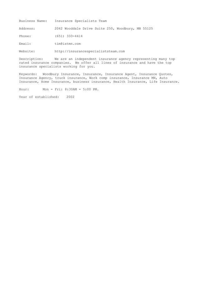 Insurance Specialists Team | TXT