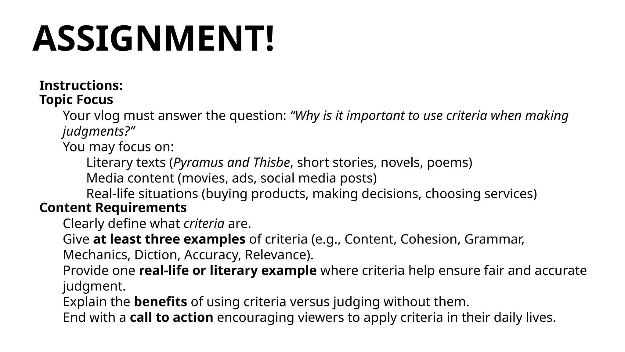 Evaluating Literary Texts using Criteria | PPTX