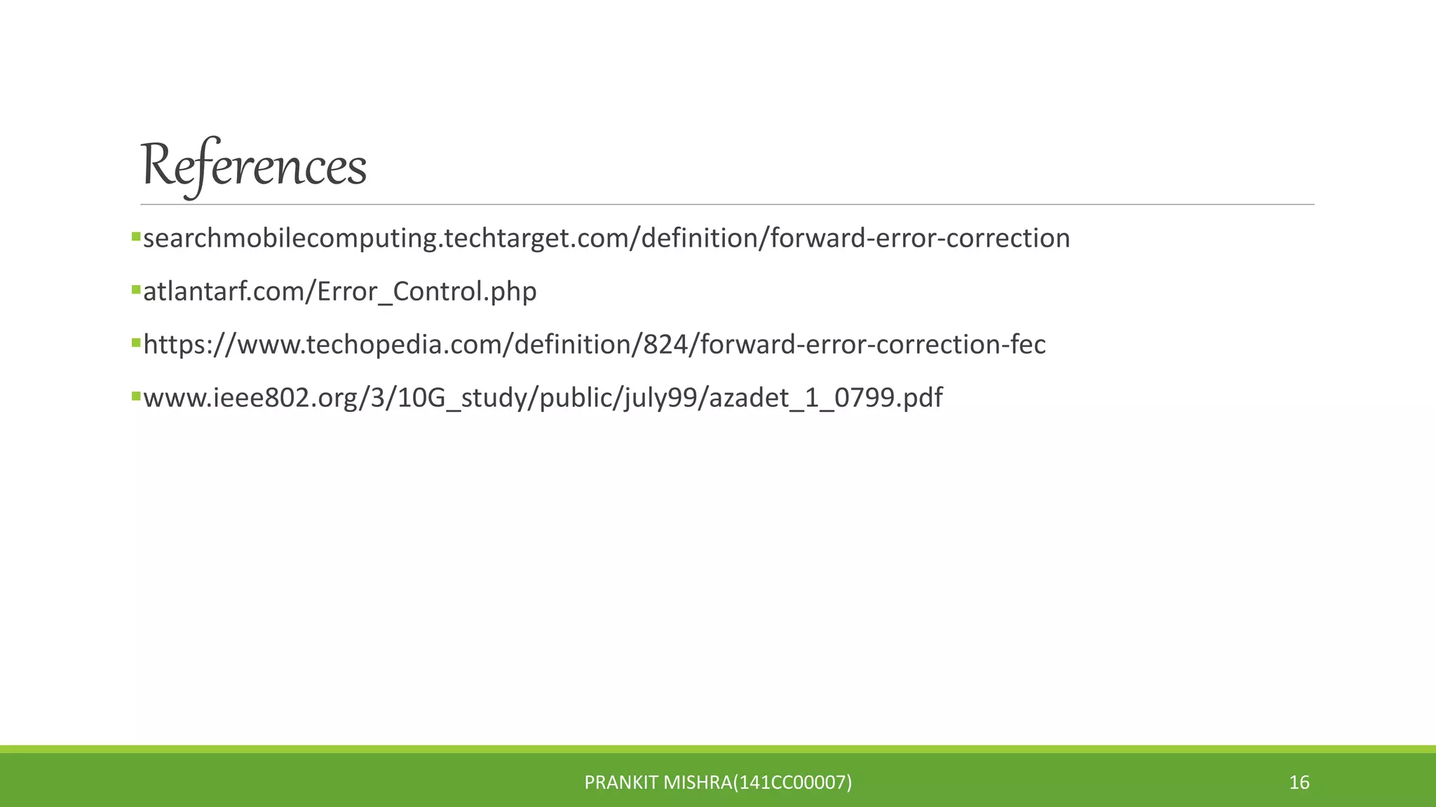 Forward Error Correction Pptx Programming Languages Computing
