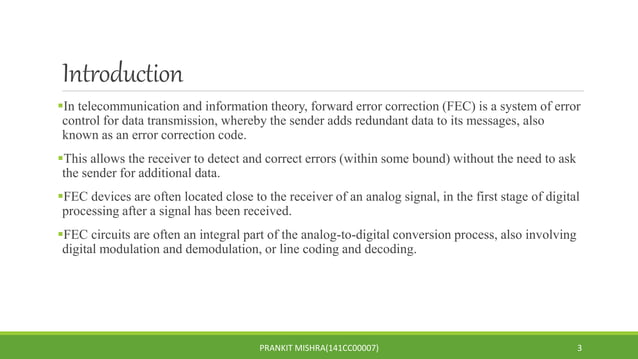 Forward Error Correction Pptx Programming Languages Computing