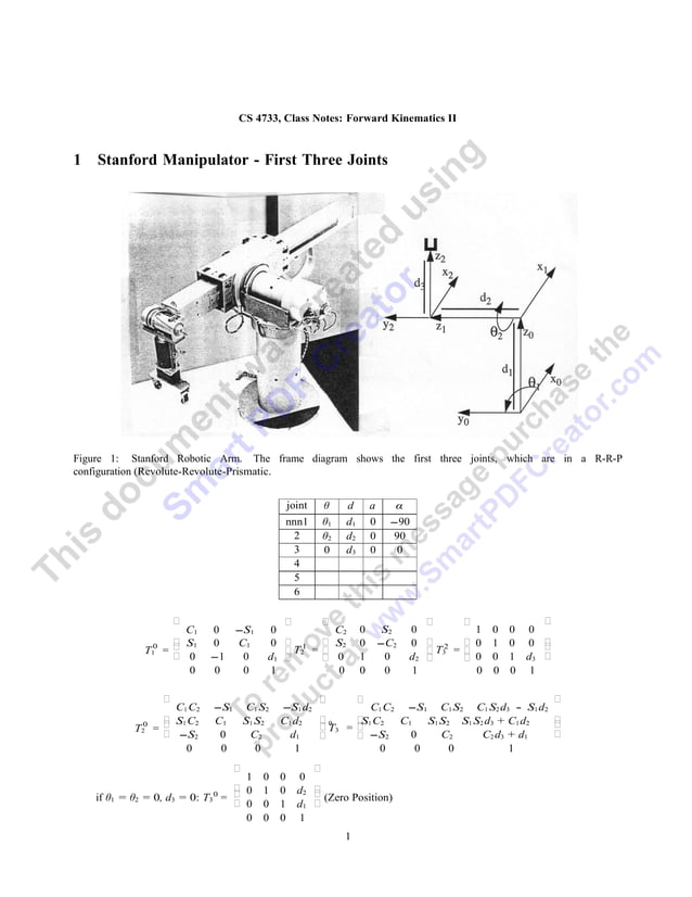 Forward kinematics robotics m tech. | PDF