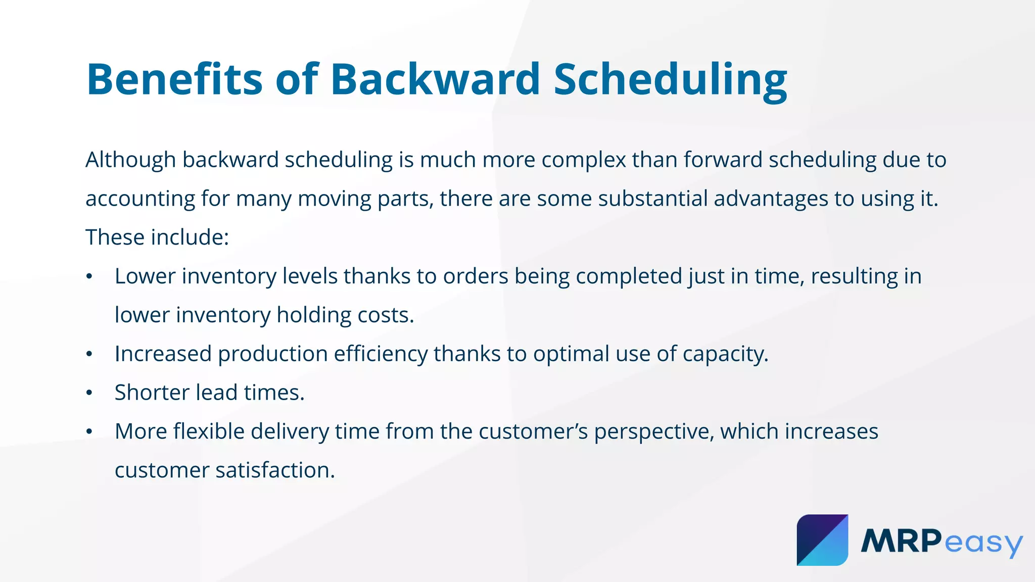 Forward scheduling vs. backward scheduling in production planning | PDF