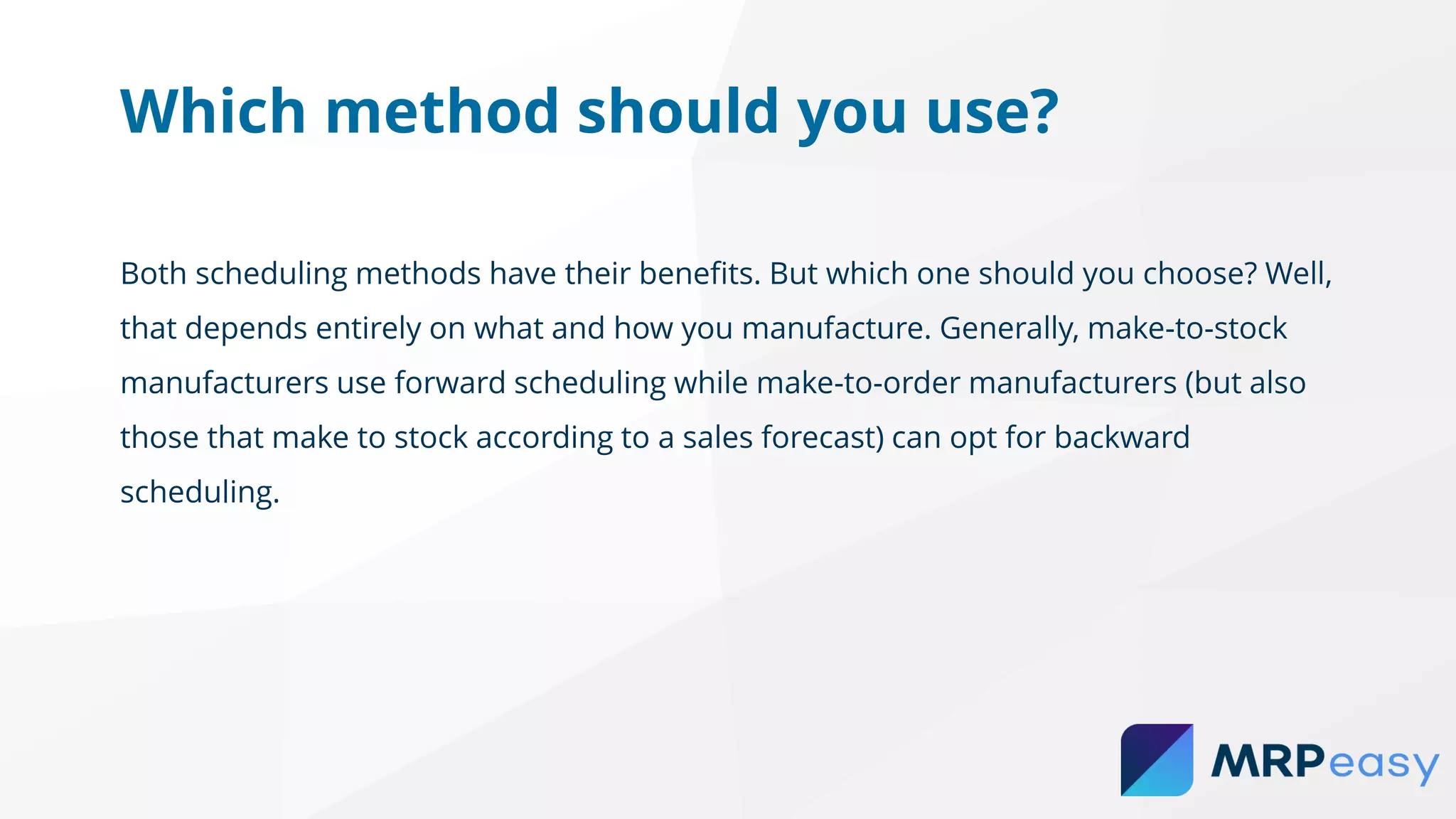 Forward scheduling vs. backward scheduling in production planning | PDF