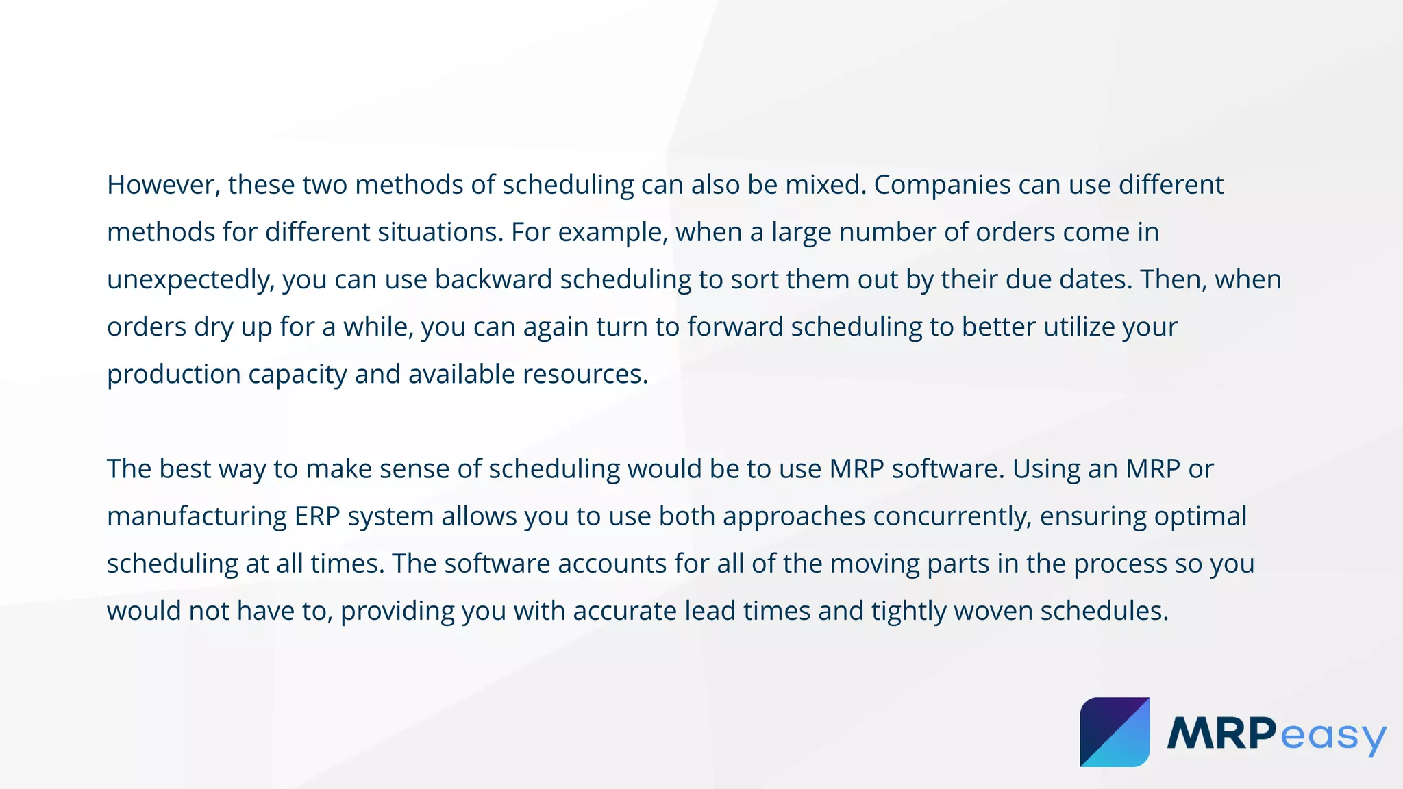 Forward scheduling vs. backward scheduling in production planning | PDF