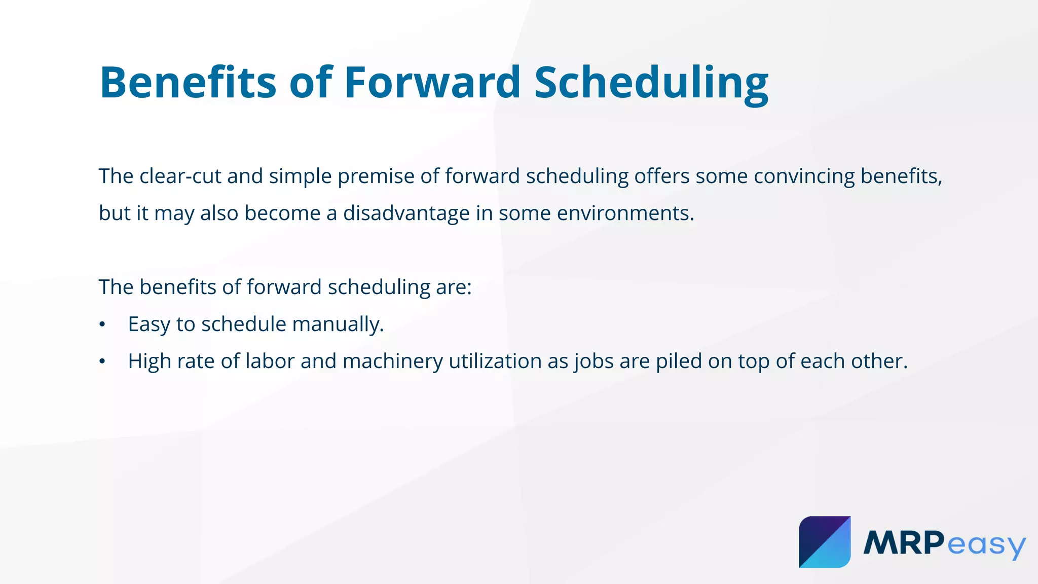 Forward scheduling vs. backward scheduling in production planning | PDF