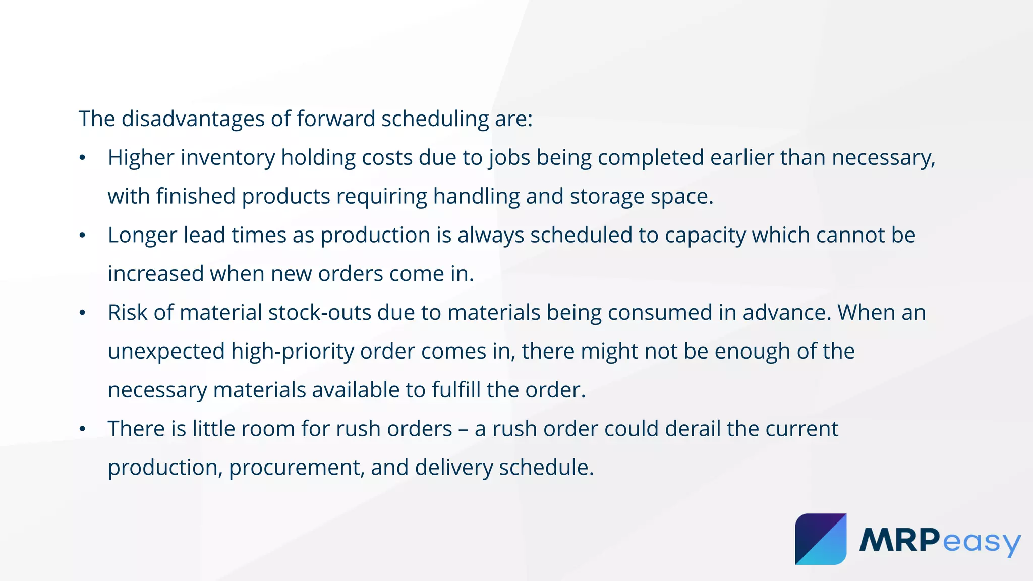 Forward scheduling vs. backward scheduling in production planning | PDF