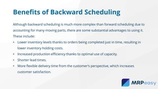 Forward scheduling vs. backward scheduling in production planning | PDF