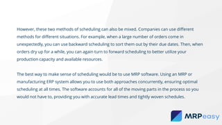 Forward scheduling vs. backward scheduling in production planning | PDF