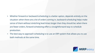 Forward scheduling vs. backward scheduling in production planning | PDF
