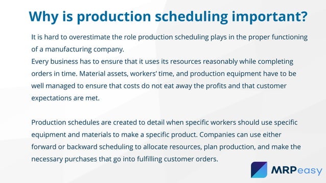 Forward scheduling vs. backward scheduling in production planning | PDF ...