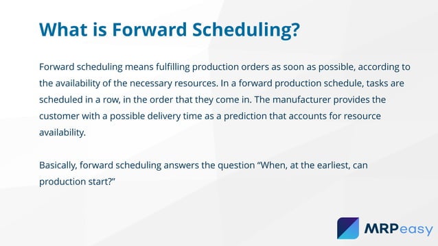 Forward scheduling vs. backward scheduling in production planning | PDF ...