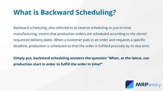 Forward scheduling vs. backward scheduling in production planning | PDF