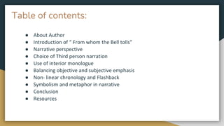 Narrative Technique in "For Whom the Bell Tolls" | PPTX