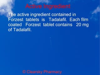 Forzest (Generic Tadalafil Tablets) | ODP