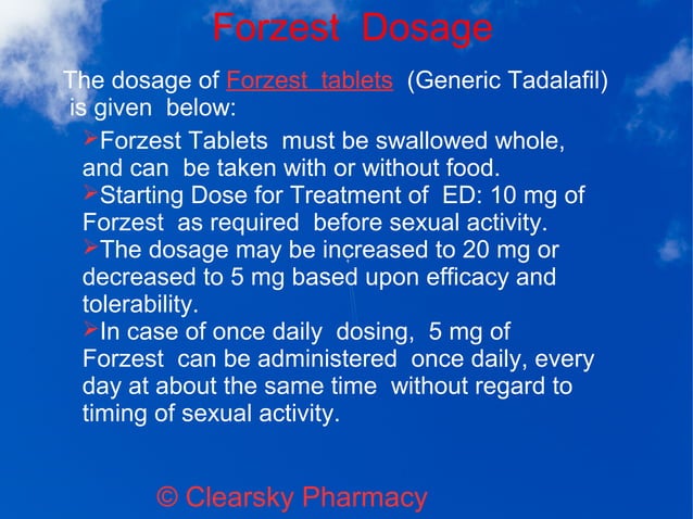 Forzest (Generic Tadalafil Tablets) | ODP