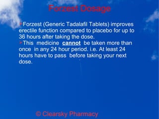 Forzest (Generic Tadalafil Tablets) | ODP