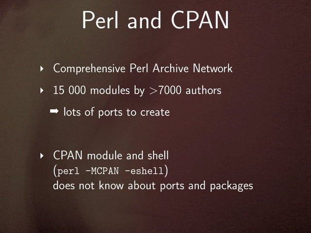 Painless Perl Ports with cpan2port | PDF