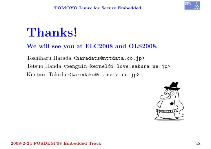 FOSDEM'08: TOMOYO Linux for Secure Embedded