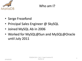 Fosdem2014 MariaDB CONNECT Storage Engine | PPTX