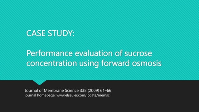 Forward osmosis for water purification and case study | PPTX | Chemistry | Science