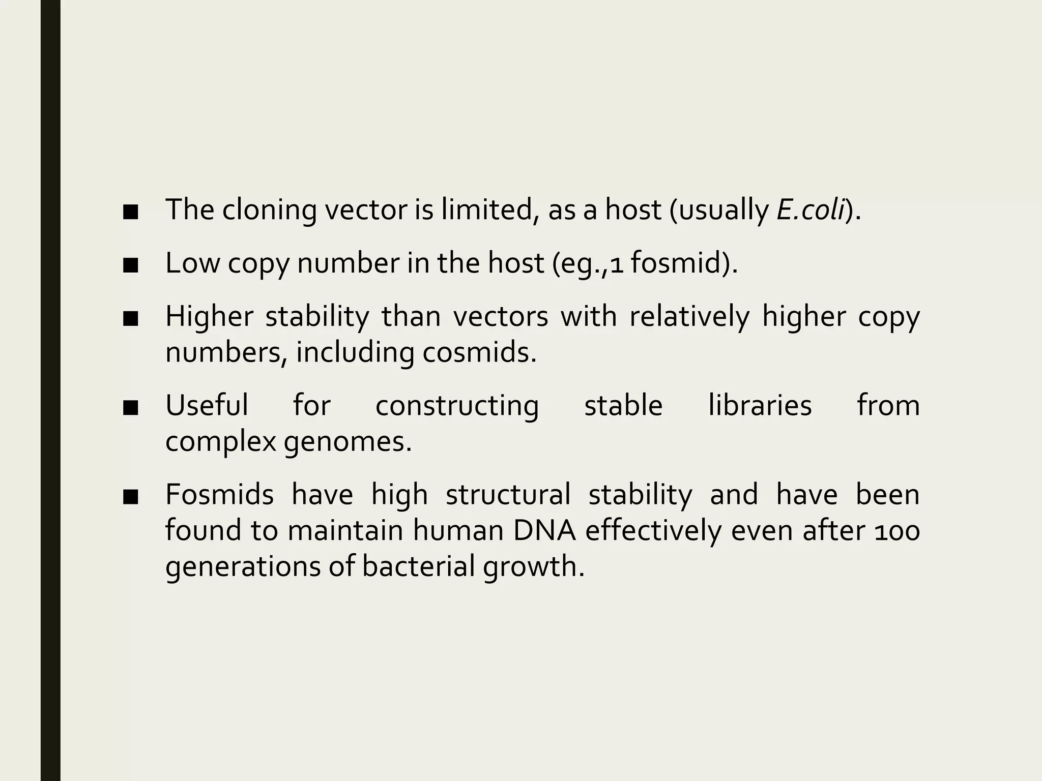FOSMIDS AS CLONING VECTORS | PPTX