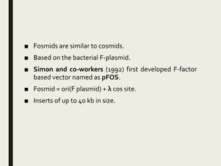 FOSMIDS AS CLONING VECTORS | PPTX