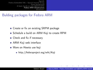 Fedora Embedded at foss.in 2010 | PPT