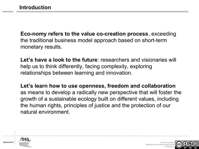 fOSSa 2013 - "Eco-Trust, Eco-Systems, Eco-Nomy" track Introduction | PPT