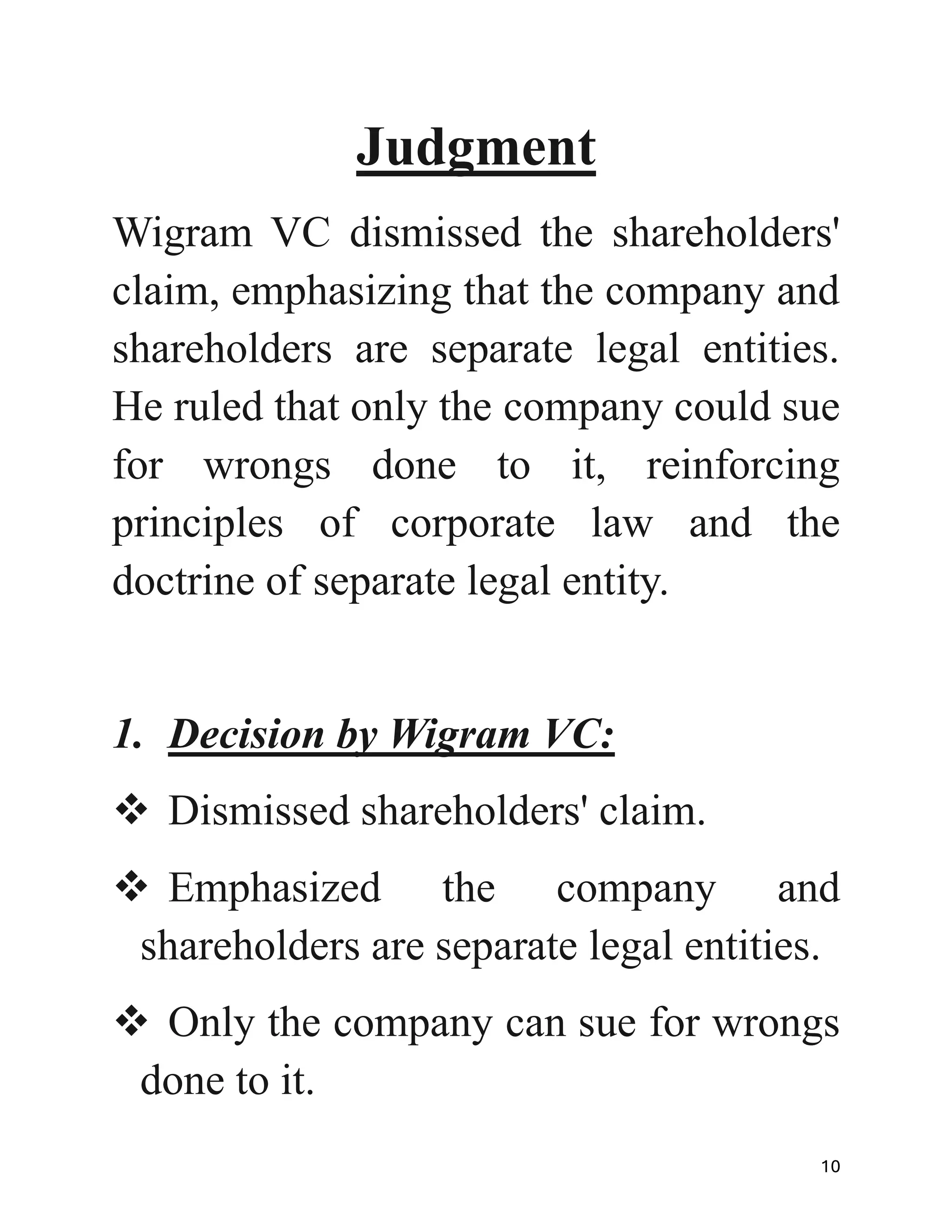 Foss v. Harbottle Company Law Case Summary | PDF
