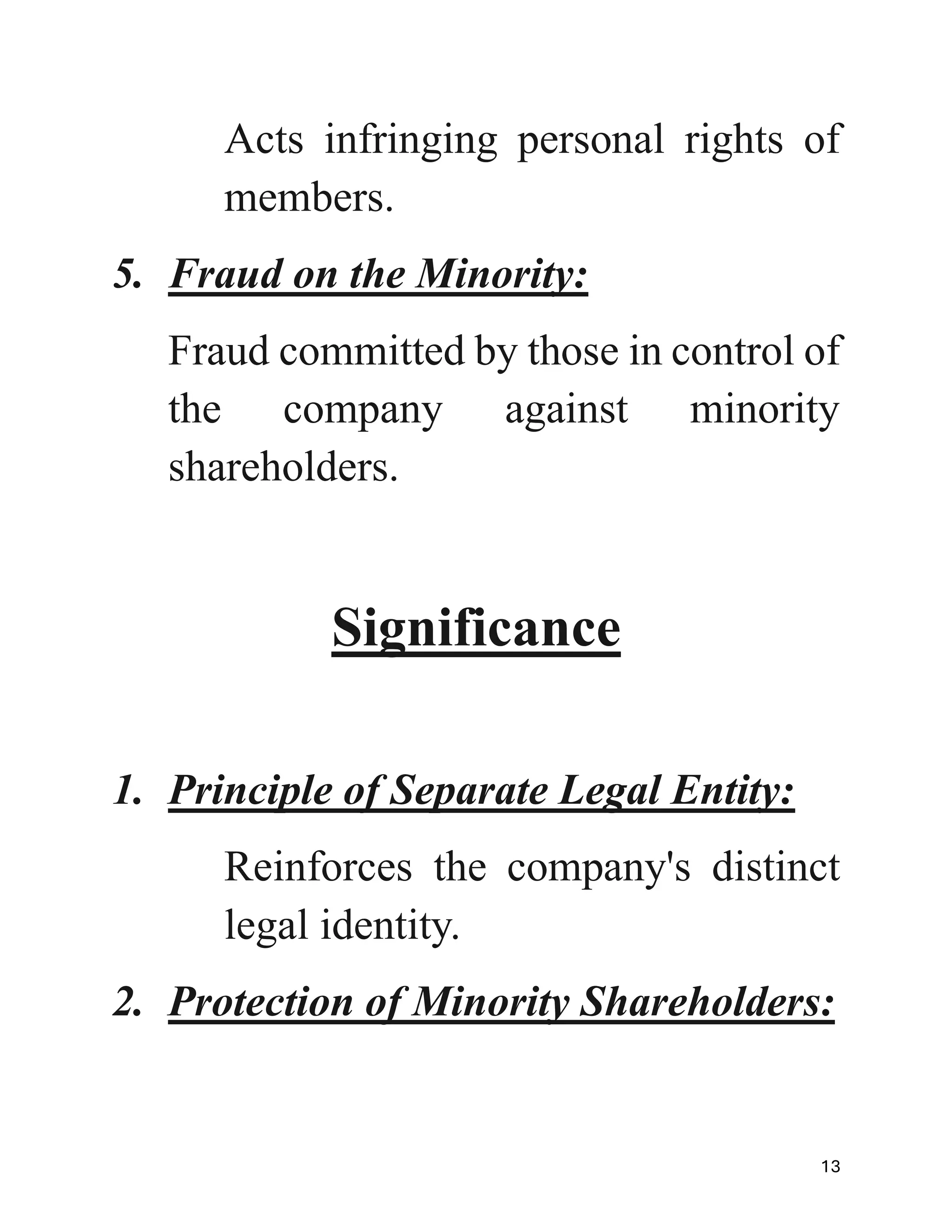 Foss v. Harbottle Company Law Case Summary | PDF