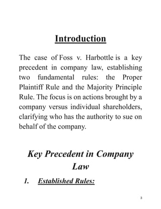 Foss v. Harbottle Company Law Case Summary | PDF