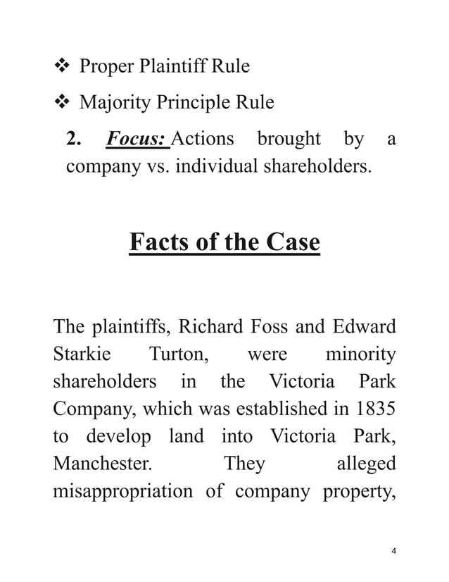 Foss v. Harbottle Company Law Case Summary | PDF | Business | Business ...