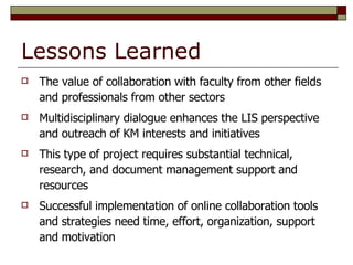 Fostering Multidisciplinary Collaboration to Advance Knowledge ...