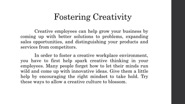 Fostering Creativity.pptx | Career Advice | Careers