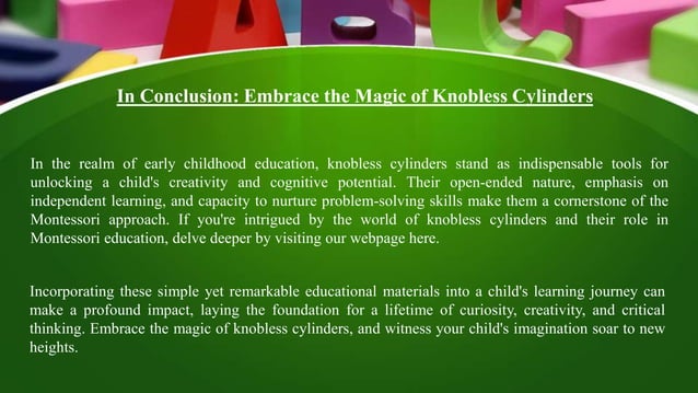Fostering Early Creativity The Magic of Knobless Cylinders in ...
